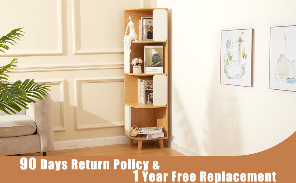 Amazon.com: SELFLA 4-Tier Wood Corner Bookshelf, Nordic Style Modern Book Shelf, Tall Shelf ...