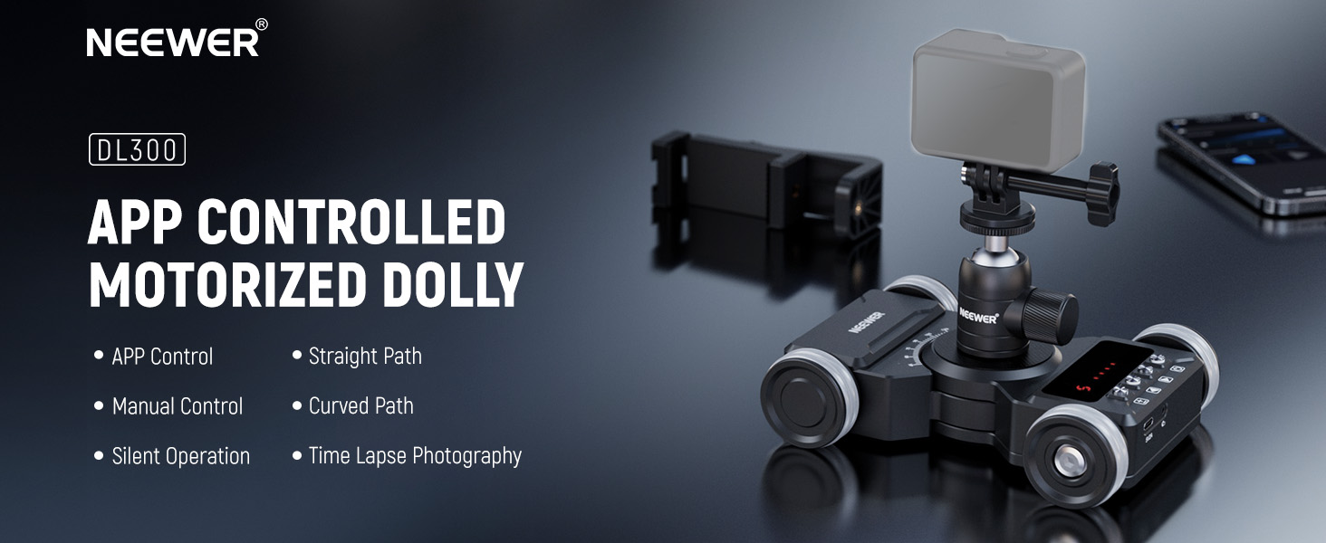 Amazon.com: Neewer Upgraded Motorized Camera Dolly Kit with App Control, 5Hrs Runtime Battery ...
