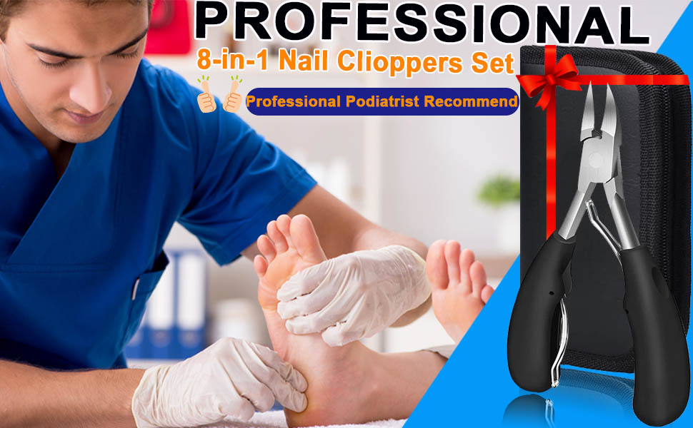 Podiatrist Toenail Clippers, 7Pack Professional Heavy Duty Nail Clippers for Thick & Ingrown ...