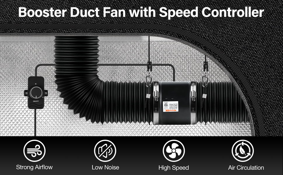 Amazon.com : iPower 8 Inch Inline Booster Duct Fan with Speed Controller, 430 CFM Exhaust Fan ...