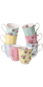 Amazon.com: BTaT- Coffee Mugs, 12 oz, Set of 6, Floral Mugs, Porcelain ...