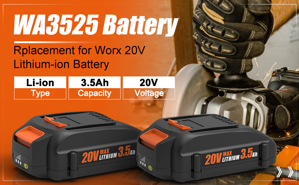 BECDXPal 2 Pack 3500mAh Replacement for Worx Battery 20V PowerShare Battery for WA3520 WA3525 ...