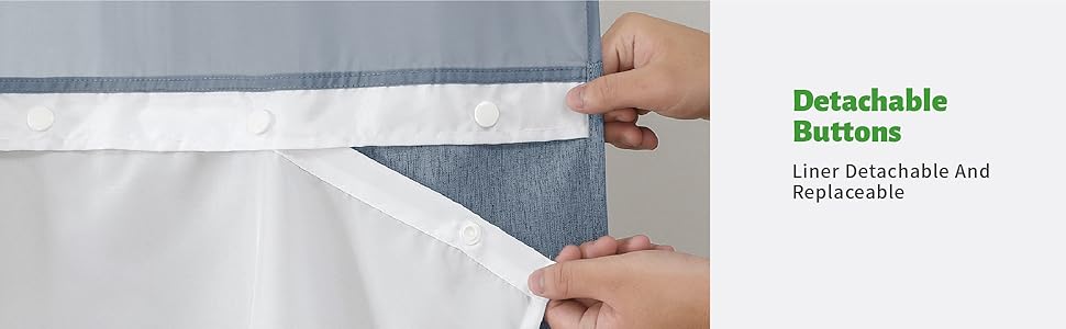 Amazon.com: eachope Long No Hooks Needed Linen Textured Shower Curtain with Snap-in Fabric Liner ...