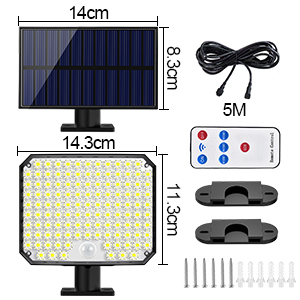 Solar Lights Outdoor, Solar Security Light with Motion Sensor 118 LED Solar Powered Pir Wall ...