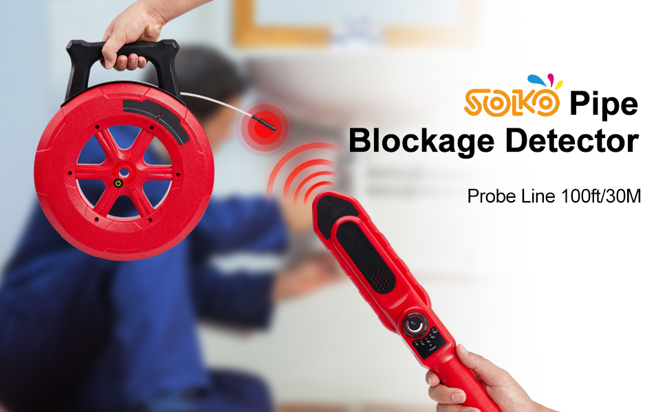 SOKO Pipe Blockage Locator Detector, 30M Water Line Wall Scanner ...
