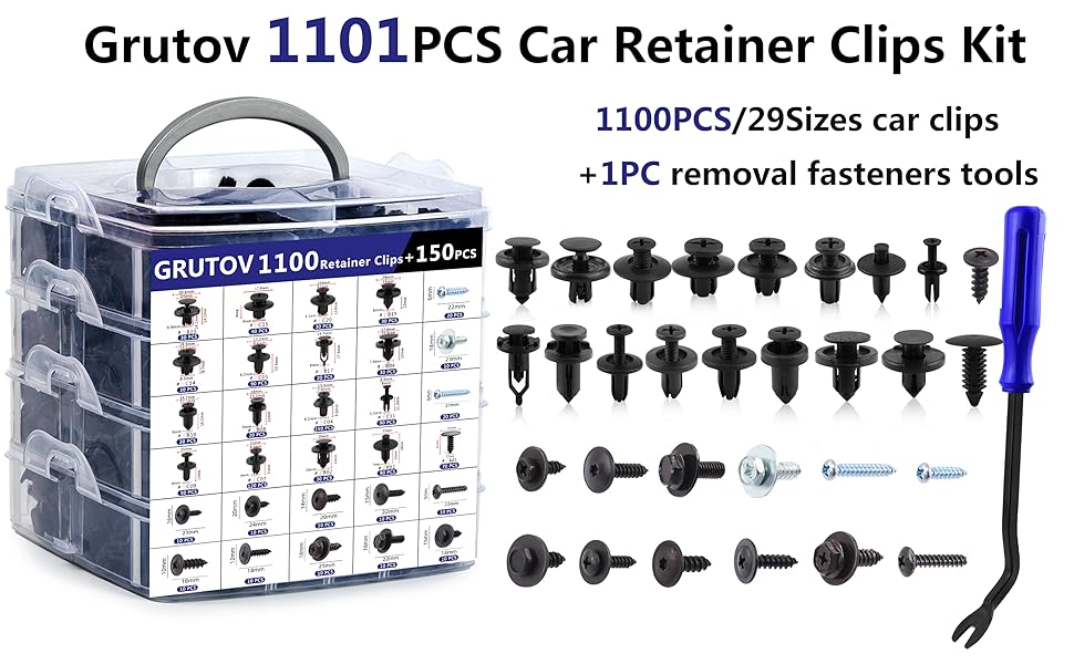 Amazon.com: 1101PCS Auto Retainer Clips Assortment Automotive Push Pins Plastic Rivets Car ...