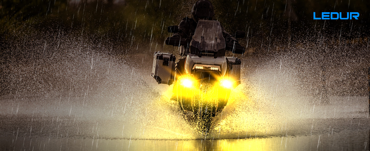 Amazon.com: LEDUR Motorcycle Auxiliary Lights Kit White Amber Strobe LED Driving Fog Lights 6 ...