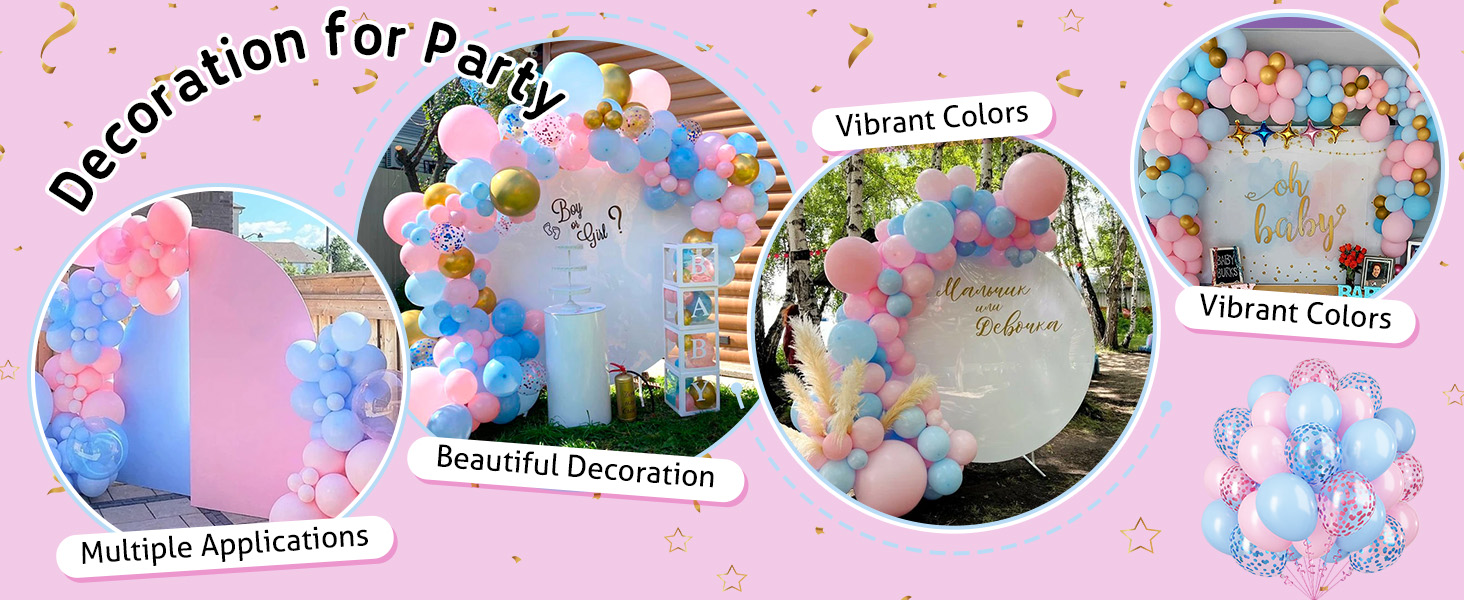 Amazon.com: Pink and Blue Balloons Set, 35 Pack Pastel Pale Blue Pink Confetti Latex Balloons ...