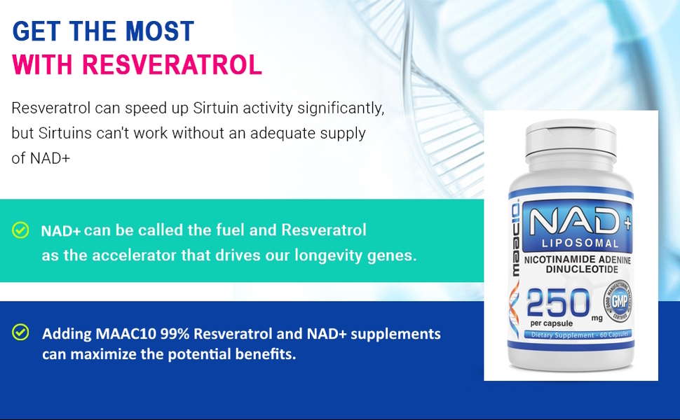 Amazon.com: MAAC10 Actual NAD+ 500mg Supplement – Experience Real Liposomal NAD+ (Nicotinamide ...
