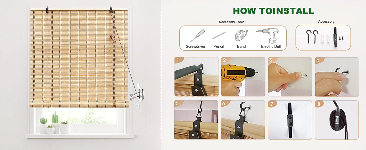 Amazon.com: HIAPES Bamboo Blinds, Bamboo Blinds for Interior Windows ...