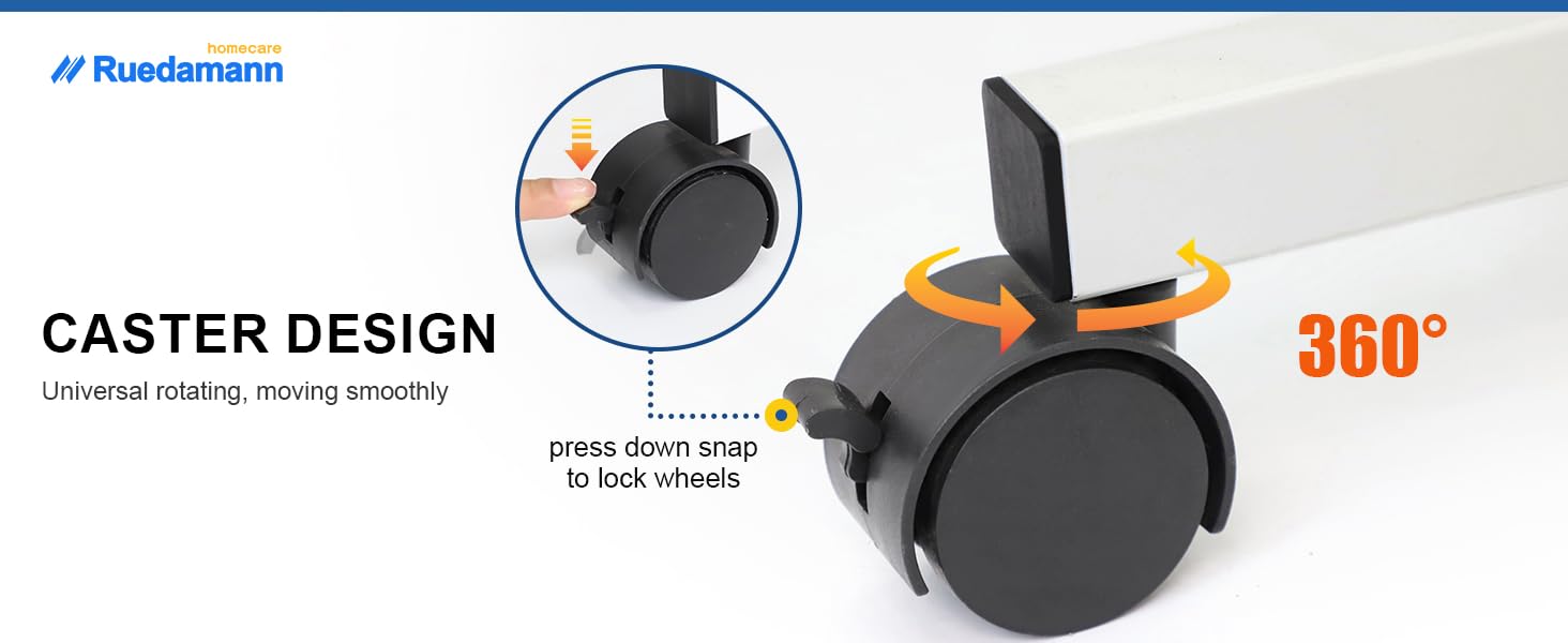 Amazon.com: Ruedamann Adjustable Overbed Bedside Table with Lockable Wheels, 55LBS Capacity ...