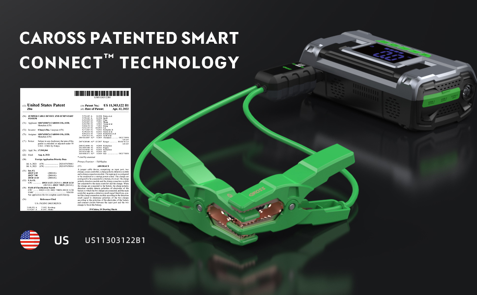 Amazon.com: CAROSS T14 Jump Starter with Air Compressor, 2000A Peak 20000mAh, Green Jumper Cable ...