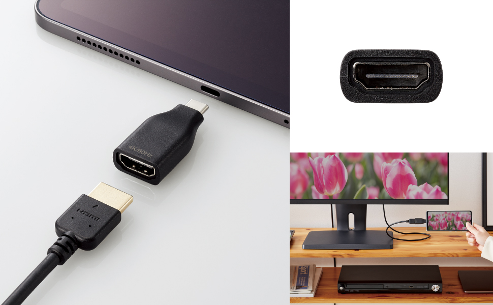 Amazon.co.jp: エレコム USB Type-C & HDMI 変換アダプタ 4K 60Hz コンパクト 小型 [ Macbook Windows iPad Android 動画 ...