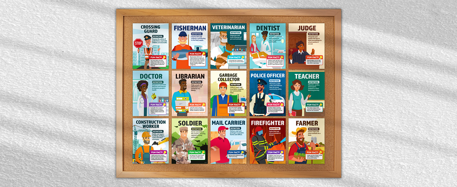 Amazon.com : Decorably 15 Community Helpers Posters, 11x14in Matte ...