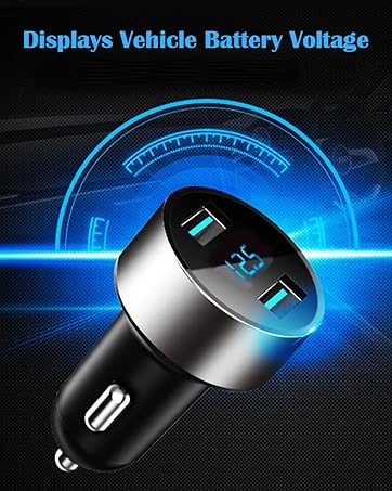 Amazon.com: LIHAN 2 USB Car Charger,12V/24V Voltage Meter, Output 4.8A, Cigarette Lighter Plug ...