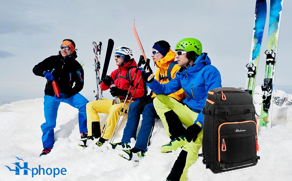 Hp hope Ski Backpack with Helmet Compartment 70L Large Capacity Ski Boot Bag for Skiing ...