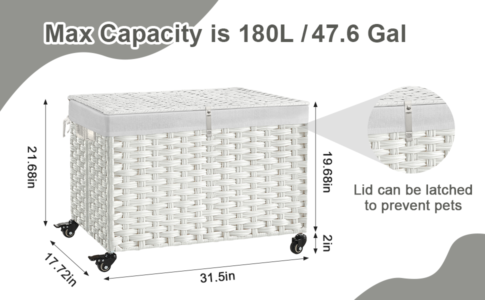 Amazon.com: Rolling Storage Basket with Lid, 47.6 Gallon (180L) Storage ...