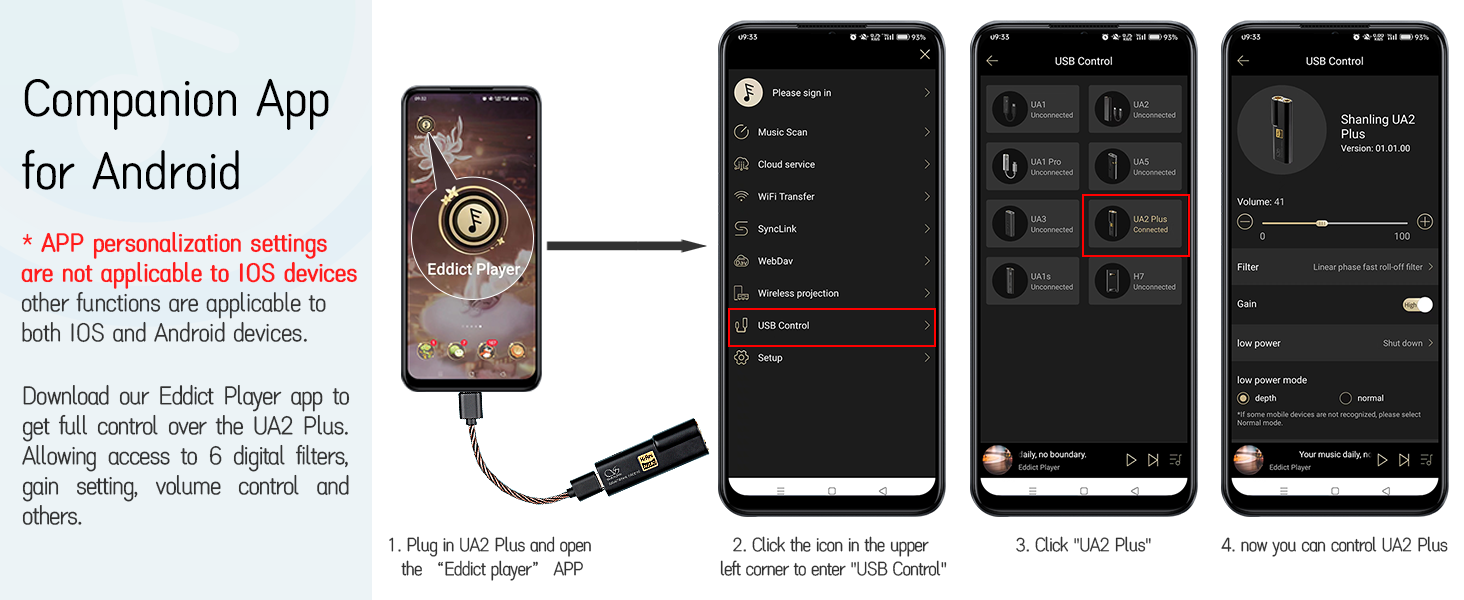 Amazon.com: SHANLING UA2 Plus Portable Headphone Amplifier,Tiny USB Amp/DAC with 3.5mm/4.4mm ...