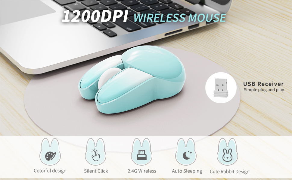 Amazon.com: COOFUN Cute Colorful Wirless Mouse,2.4G Slim Cordless Mice, Silent Click and USB ...