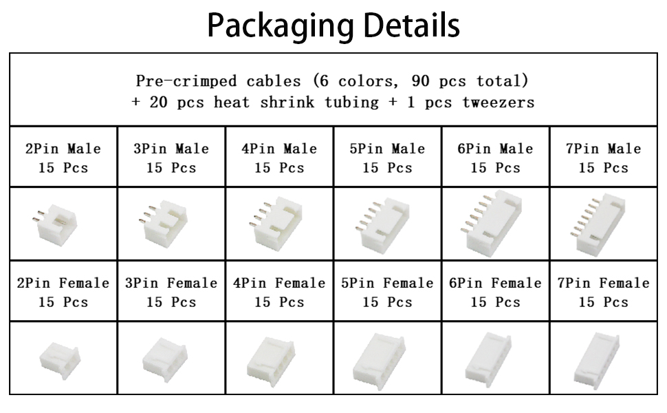 Amazon.com: Teansic XH 2.54mm Connector Kit,JST-XH Male and Female Connector Plugs with Pre ...
