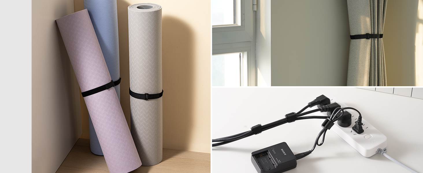 Trilancer 10M x 2CM Reusable Cable Ties, Adjustable Hook and Loop Straps with 50 Buckles, Cut to ...