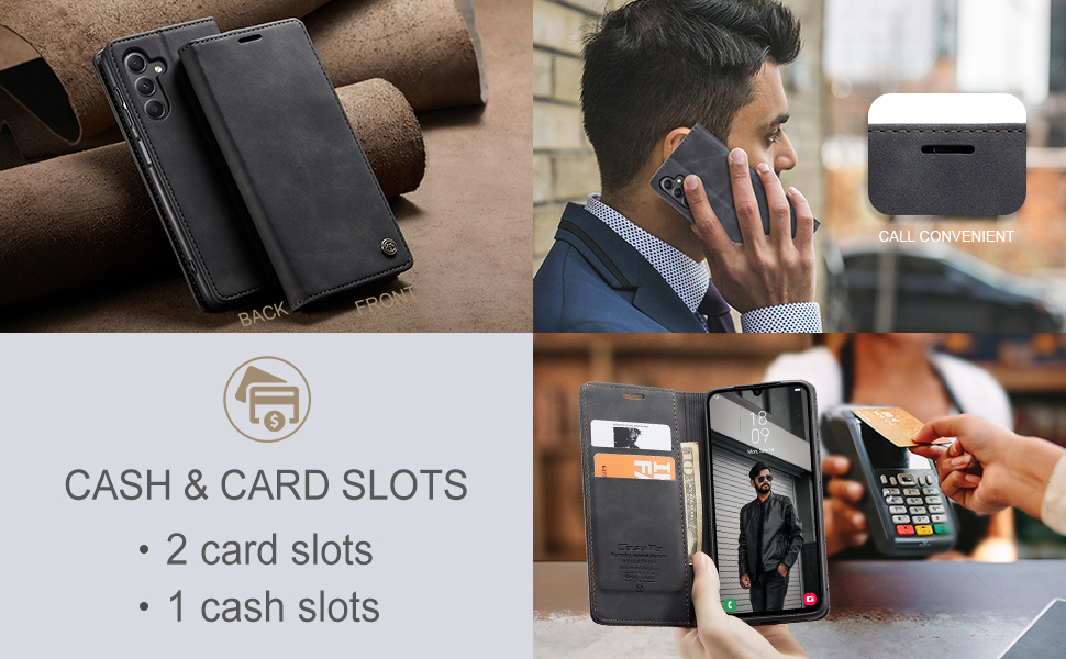 Amazon.com: Kowauri for Samsung Galaxy A15 Case,Leather Wallet Case Classic Design with Card ...