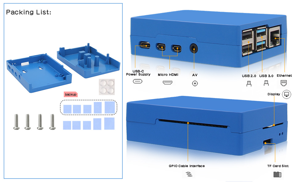 Geekworm Raspberry Pi 4 Wall Mount Case Aluminium Alloy Passive Cooling ...