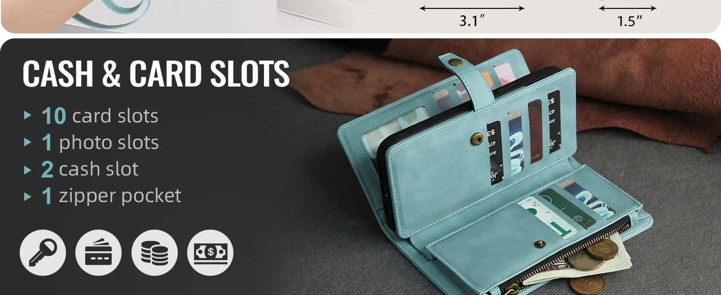 Amazon.com: TwoHead for Samsung Galaxy S25 Wallet Case with Card Holder, Detachable Magnetic ...