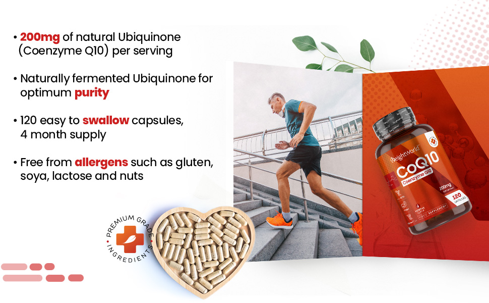 CoQ10 Supplement 200mg - 120 Vegan Coenzyme Q10 High Strength Capsules (4 Months Supply ...