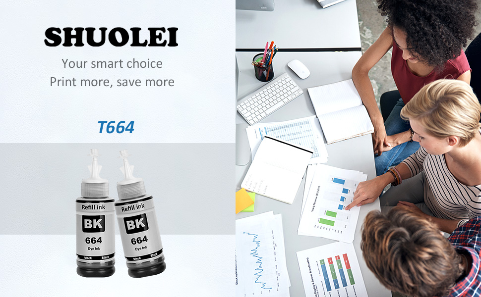 SHUOLEI 664 Ink Compatible with 664 T664 Refill Ink Bottle Multipack for ET-2500 ET-2550 ET-2600 ...