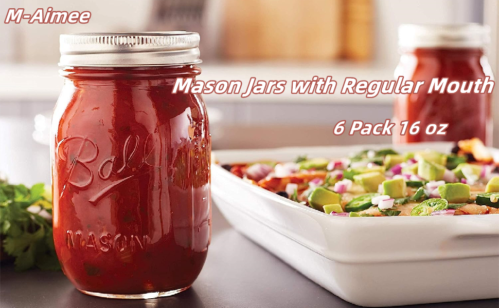 6 Pack Ball Mason Jars 16 oz With Regular Mouth Canning Glass Jars and Lids : Amazon.ca: Home