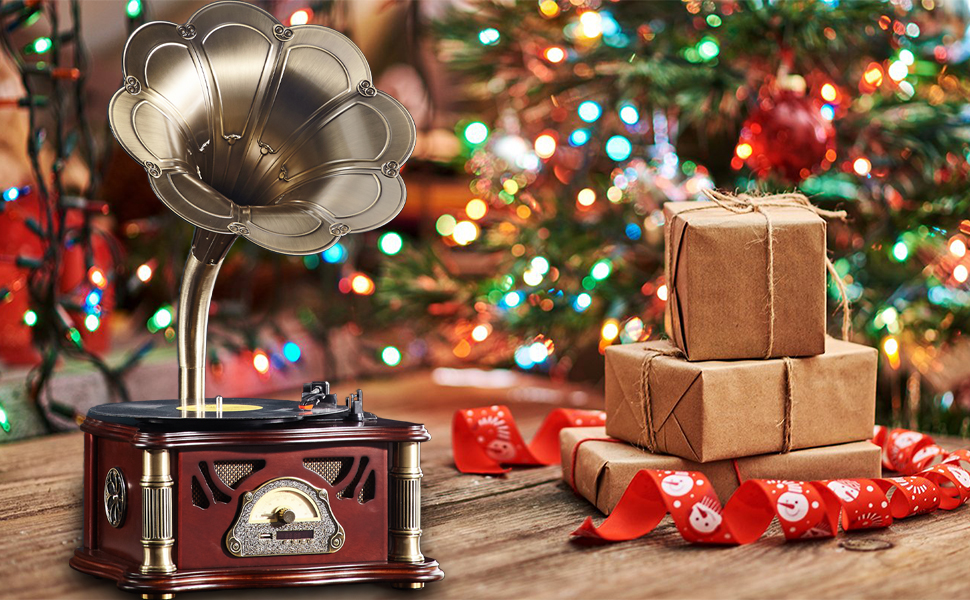 Amazon.com: HZLSBL Vintage Gramophone with Bluetooth Output Vintage ...