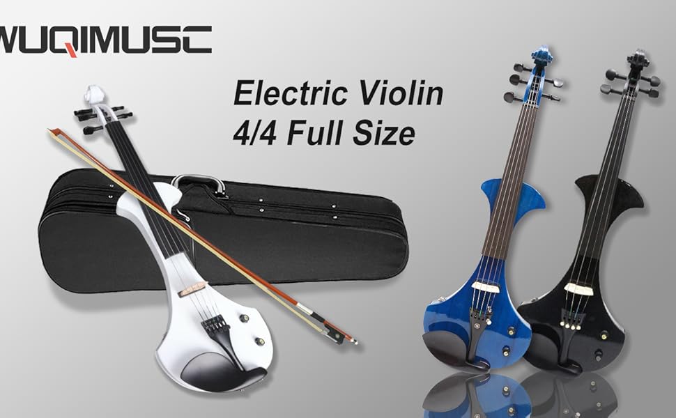 Amazon.com: WUQIMUSC Blue Electric Violin full size 5 String Solid wood violin 4/4 size with ...