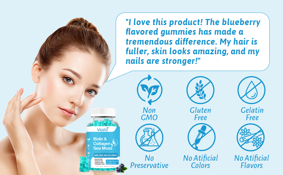 Amazon.com: 2 Pack Biotin Gummies 15000mcg with Collagen, Sea Moss, Chlorophyll & Keratin for ...