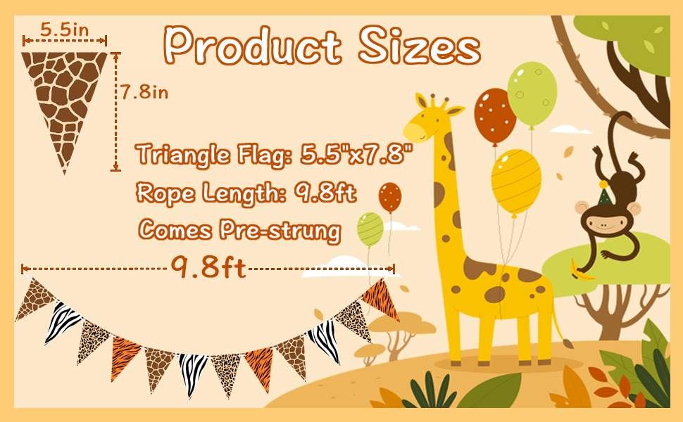 Amazon.com: VILIFEVER 2 Pieces Animal Print Pennant Banner Jungle Theme ...