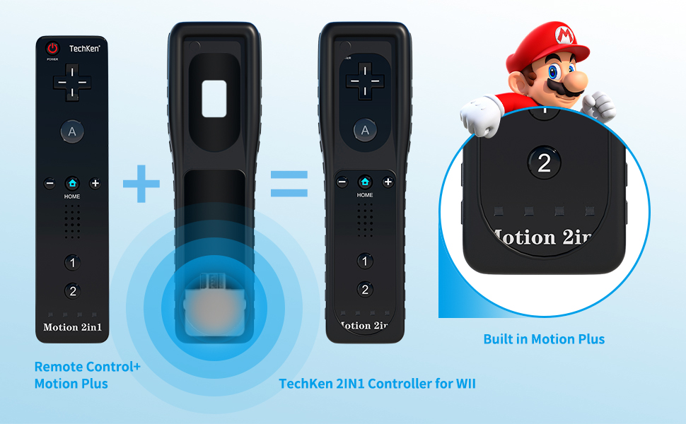 TechKen Controller für Wii mit Motion Plus und Wii Nunchuck Controller ...