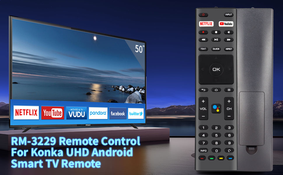 Amazon.com: RM-C3329 Remote Control for JVC Konka 4K Android TV Remote - Replace Konka JVC TV ...