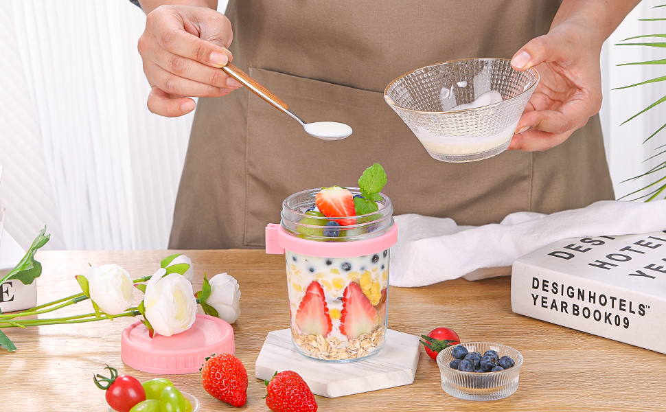 Amazon.com: Boombamo Overnight Oats Containers w.Lids and Spoons,Mason Jars for Oats,Airtight ...