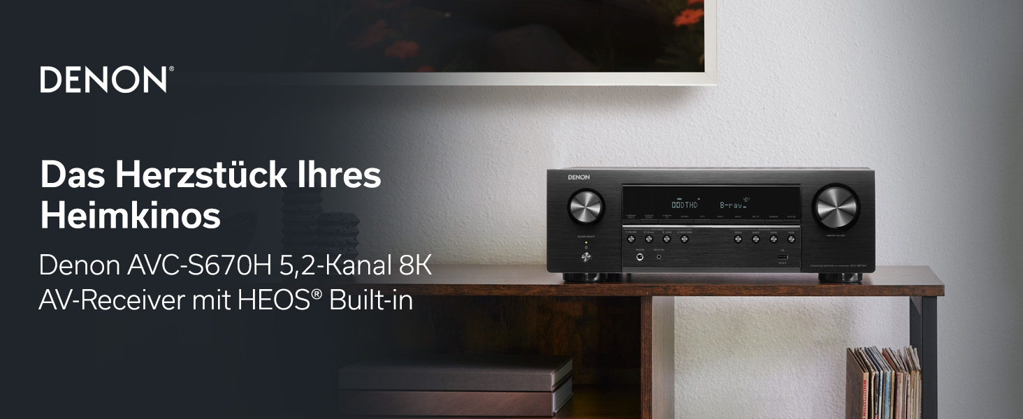 Denon AVC-S670H 5.2-Kanal AV-Receiver, Dolby Surround Sound, 6 HDMI Eingänge und 1 Ausgang, 8K ...