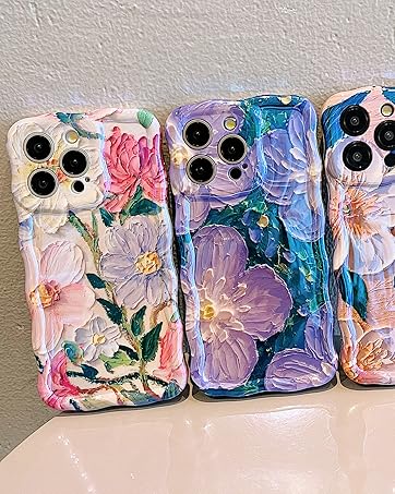 Amazon.com: UEEBAI Case for iPhone 13 Pro Max, Colorful Retro Oil Painting Flower Case Pretty ...