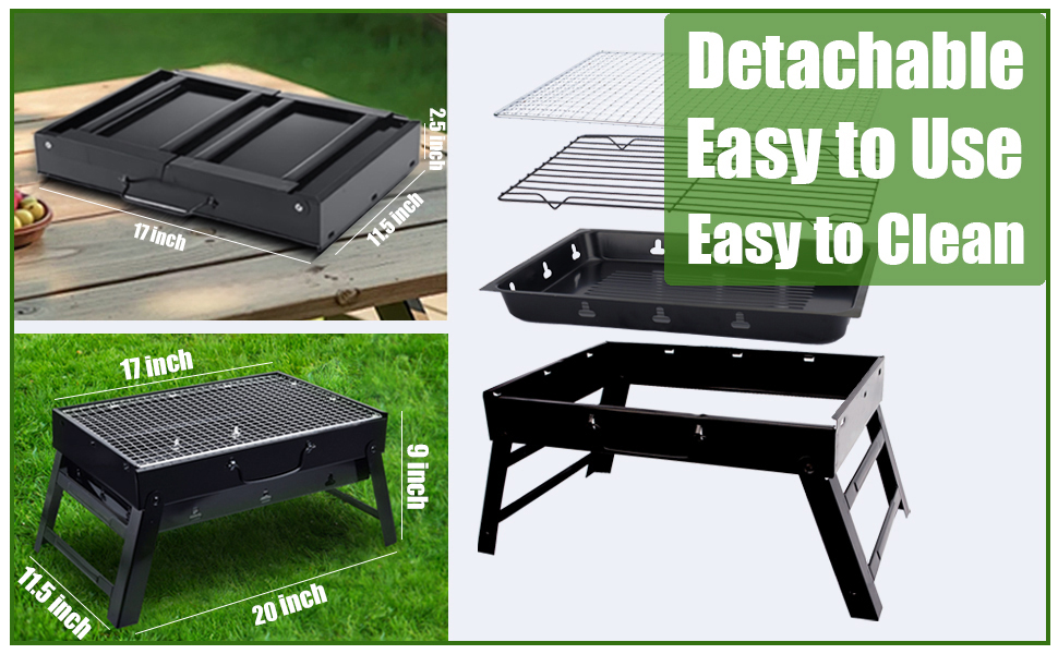 Amazon.com: Portable Charcoal Grill for Camping Small Tabletop BBQ Grill for Picnic Trip ...