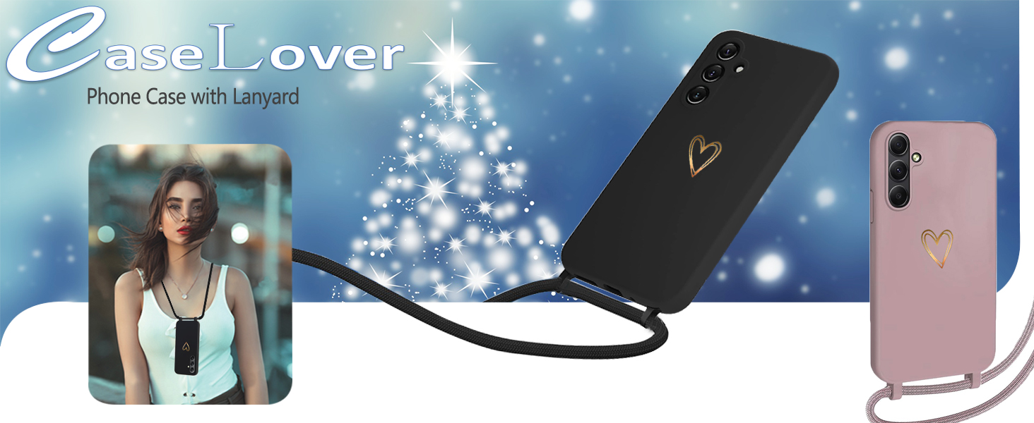 CaseLover Handykette für Samsung Galaxy A54 5G Hülle mit Band, Herz Muster Silikon Necklace ...