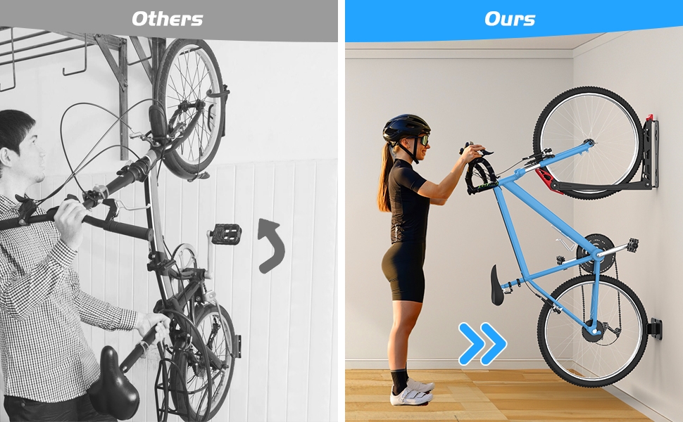 Amazon.com: WALMANN BIKEPAL No Lifting Wall Mount Swivel Bike Rack, Vertical Bike Wall Hangers ...