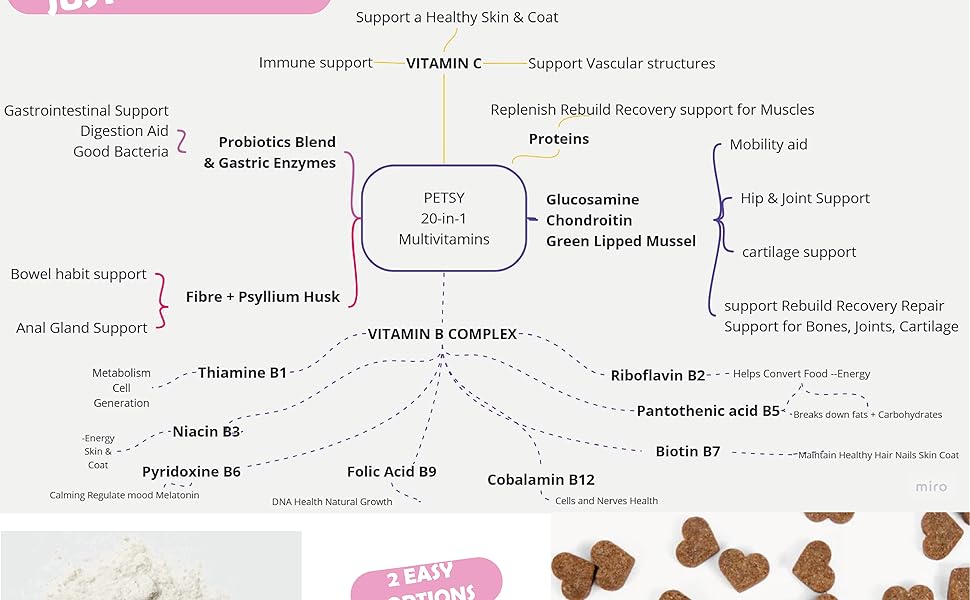 PETSY™ Dog Vitamins & Supplements 20-in-1 Essential Multivitamins, B2 ...