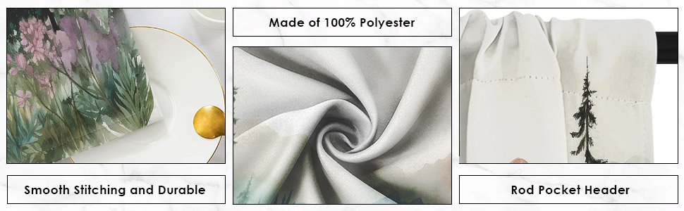 Amazon.com: Tayney Floral Kitchen Curtains Watercolor Window Curtains Valance and Tier Set 36 ...