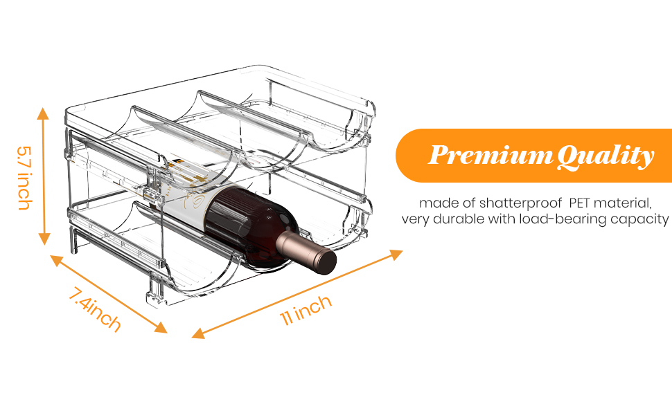 Amazon.com: Plastic Stackable Wine Rack for Refrigerator, 2 Tier Large Capacity Water Bottle ...