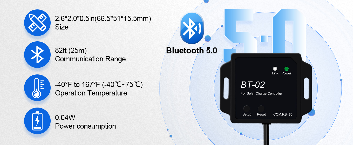 Amazon.com : ECO-WORTHY Bluetooth Module 5.0 for MPPT Solar Charge Controller, with 82ft ...