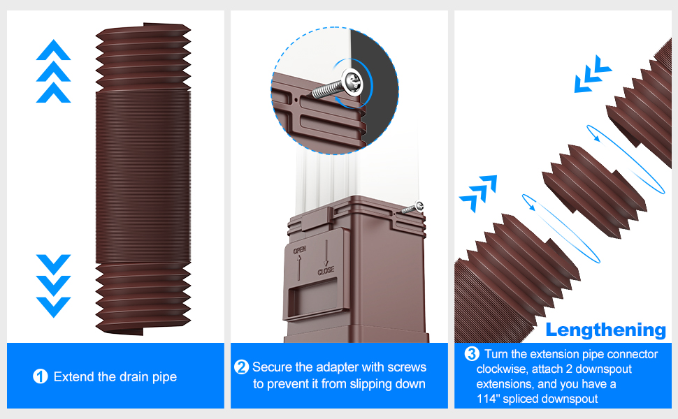 Amazon.com : VA1KENE 3-Pack Rain Gutter Downspout Extensions, Flexible ...