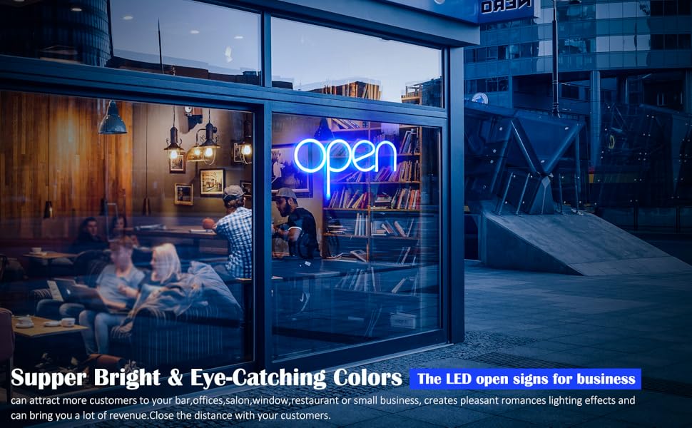 Open LED Neon Signs Light Business Hours Sign,Powered by USB Cord or AAA Batteries Shop Window ...