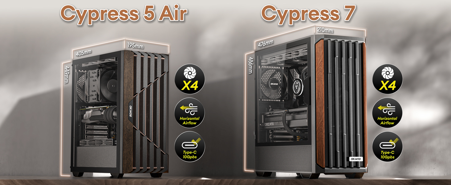 Amazon.com: Okinos Oak Wood ATX PC Case, 4 x 120mm 3 Pin Non-PWM Case Fans Pre-Installed, Type-C ...